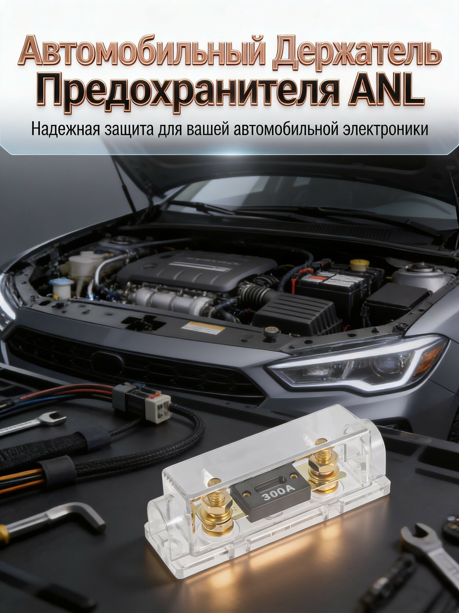 Держатель предохранителя ANL, для автомобильных систем 12В/24В/32В с вводом проводов 1/0 2 4 AWG и отверстием 19,5 мм, цинковый сплав и акрил, 2 шт