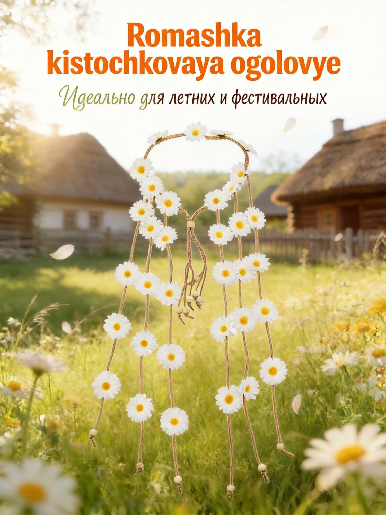 Венок для волос ромашка с кисточкой, оголовье из ткани и искусственной кожи для фотосессии, вечеринки в стиле бохо и свадебных образов