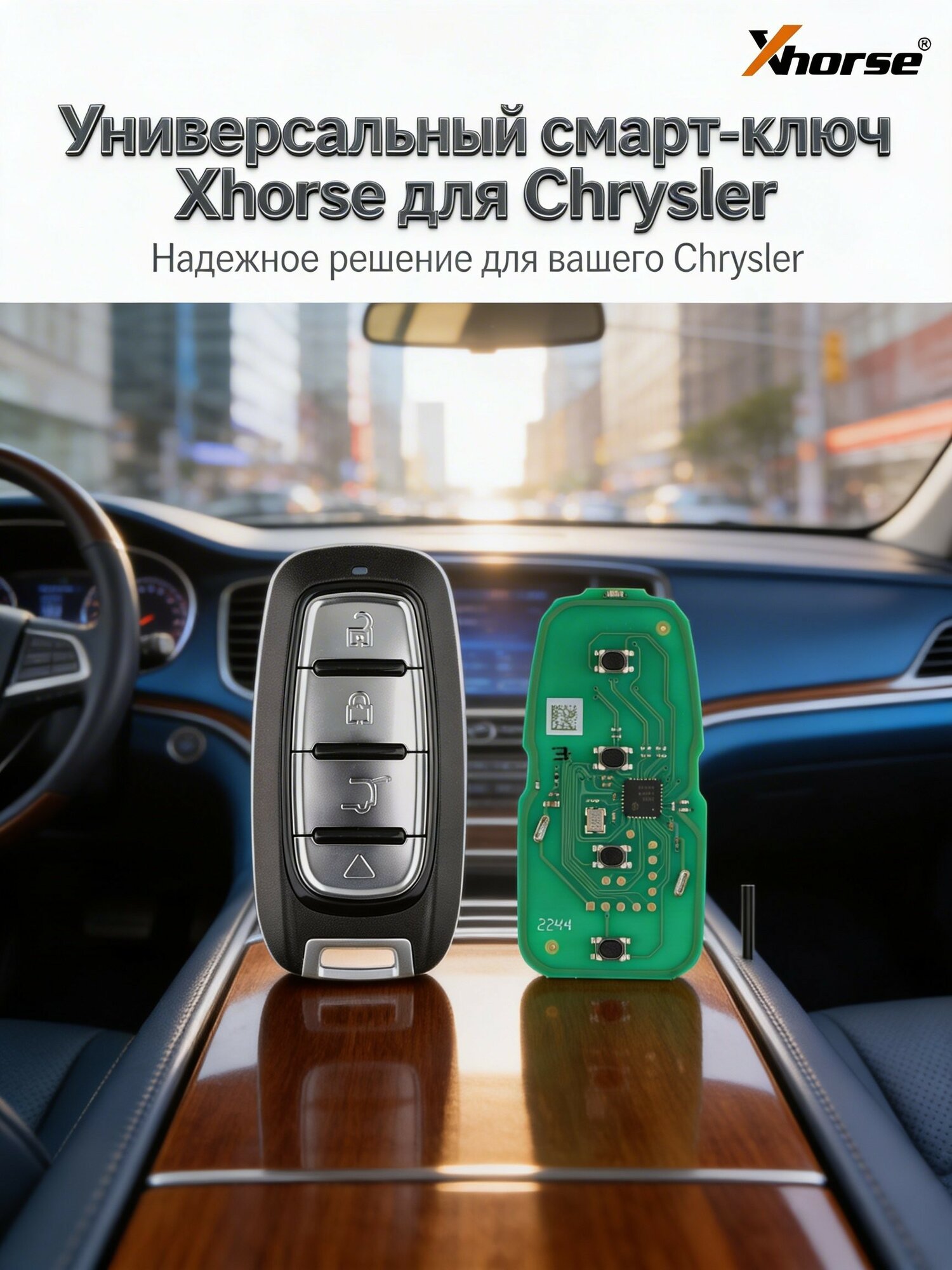 Универсальный Xhorse XM38 для Chrysler Type 4 Buttons, New Add 8A 4D с поддержкой Hyundai и Kia — замена оригинального смарт-ключа, английская версия