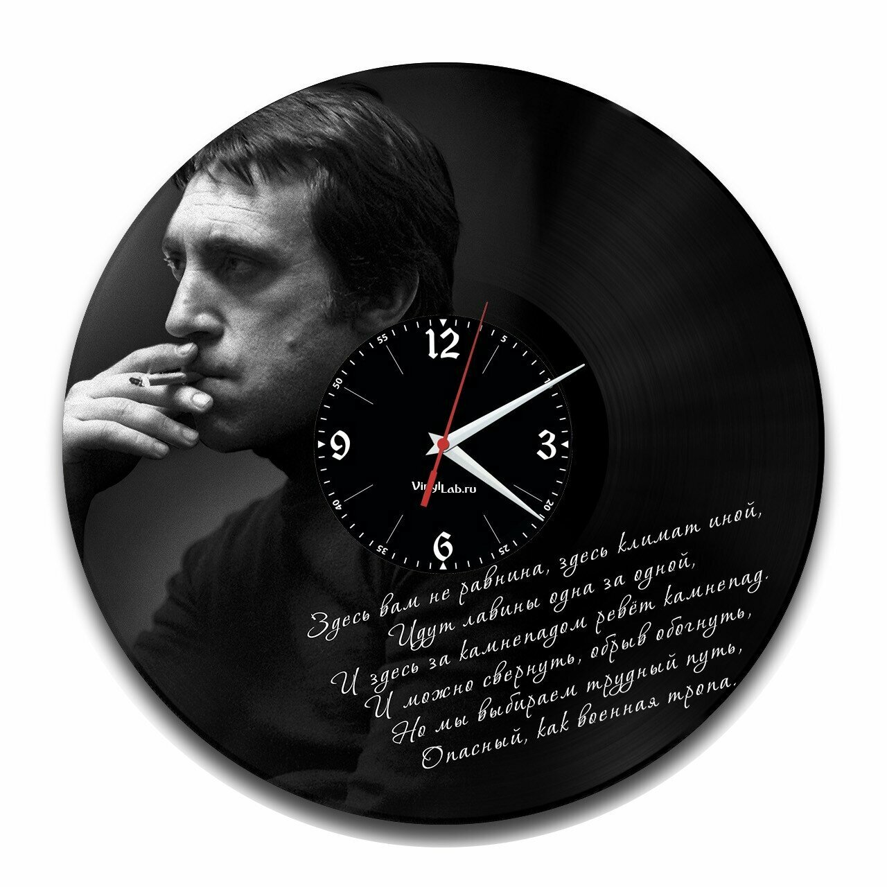 Часы из виниловой пластинки (c) VinylLab В. Высоцкий, диаметр 30 см