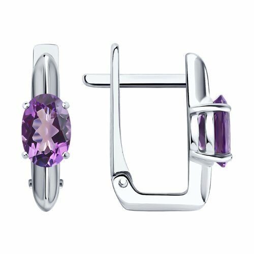 Серьги, серебро, 925 проба, родирование, аметист