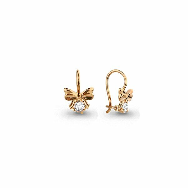 Серьги, красное золото, 585 проба, фианит