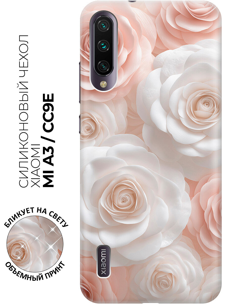 Силиконовый чехол на Xiaomi Mi A3 / CC9e с принтом "Шепот роз"