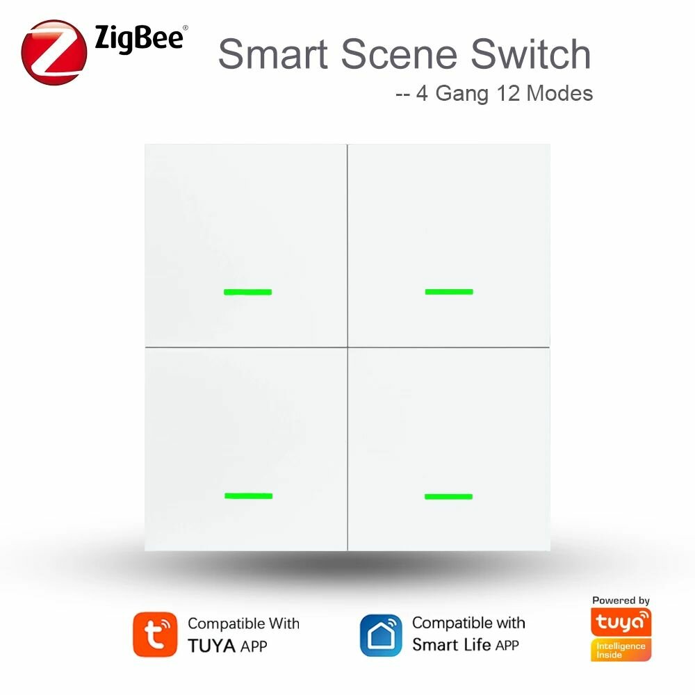 Выключатель беспроводной 4 клавиши Zigbee 3.0