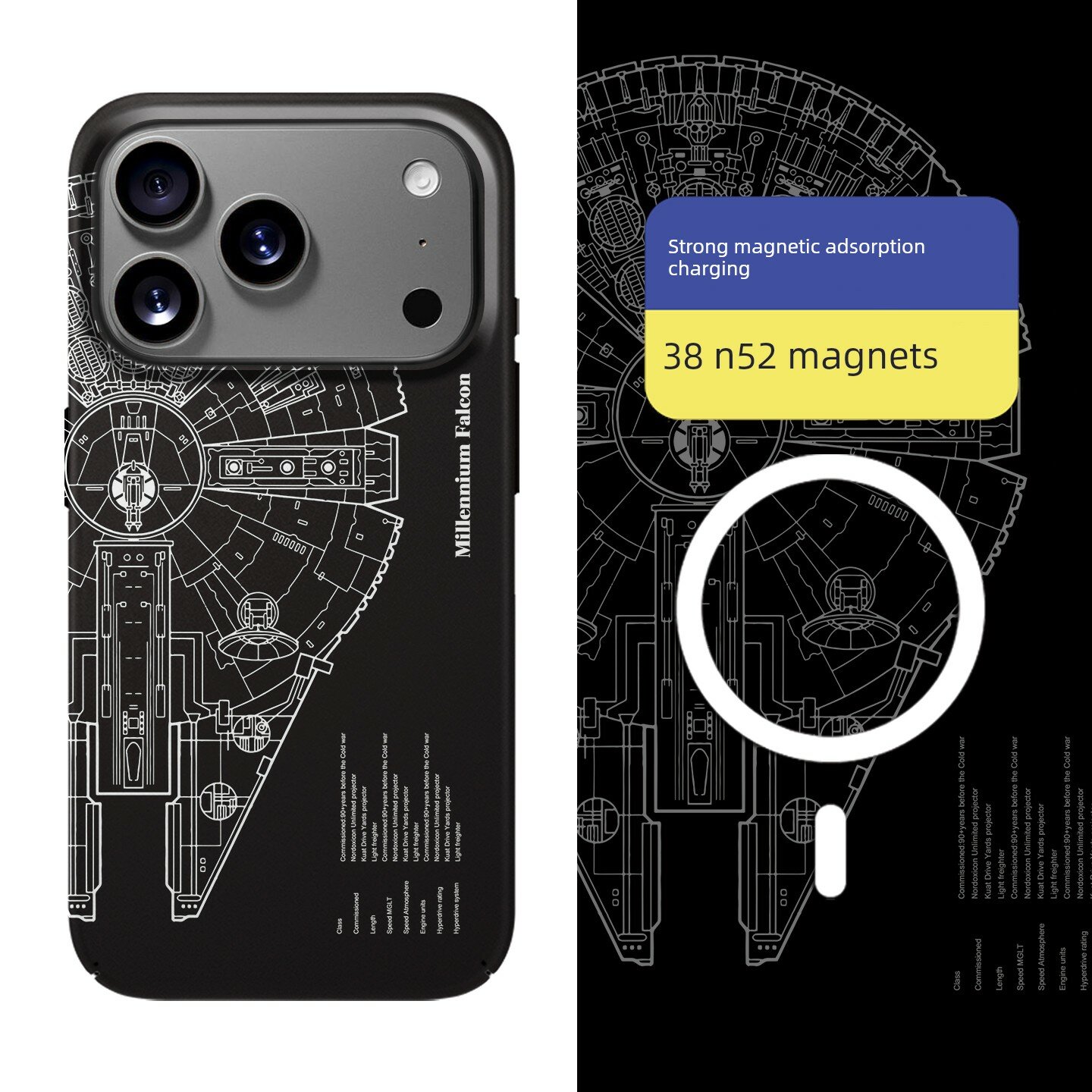 Чехол с рисунком «Миллениум Фалкон» для iPhone 17e, совместимый с MagSafe, большие вырезы для камер