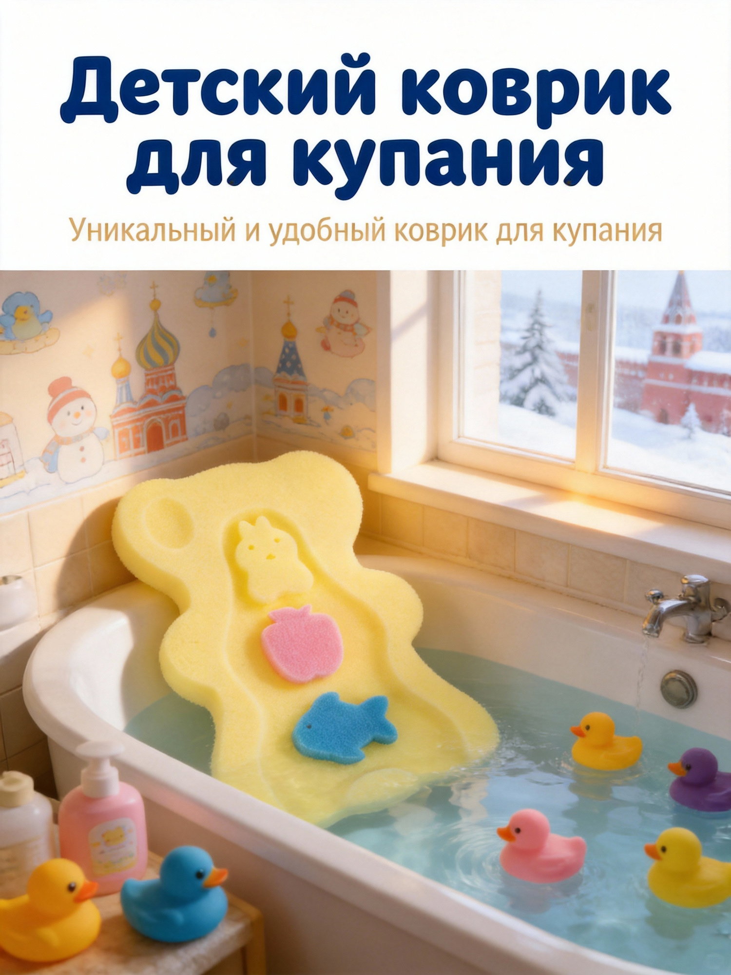 Детский коврик для купания из губки, форма медведя с поддержкой шеи и спины, вкладыш для ванночки легкий и противоскользящий