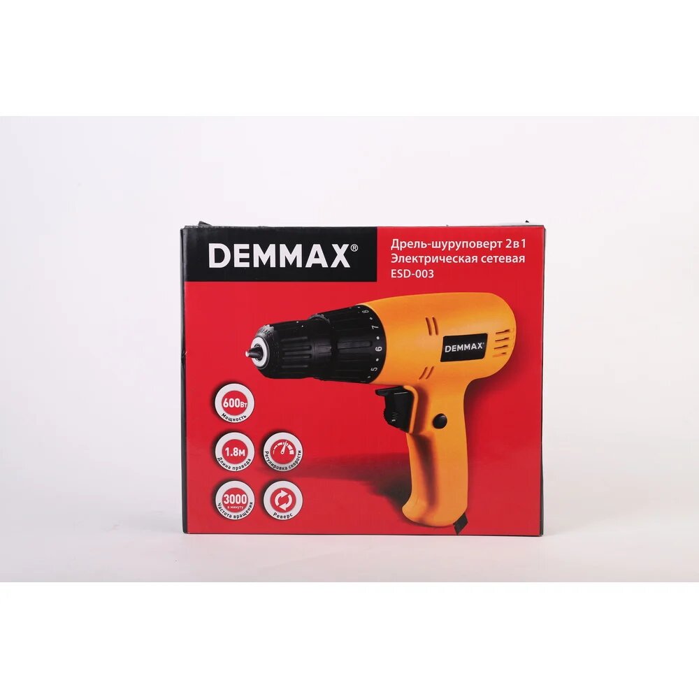 Дрель-шуруповёрт DEMMAX ESD-003, 600 Вт, быстрозажимной патрон, 1,8 м — фото 1