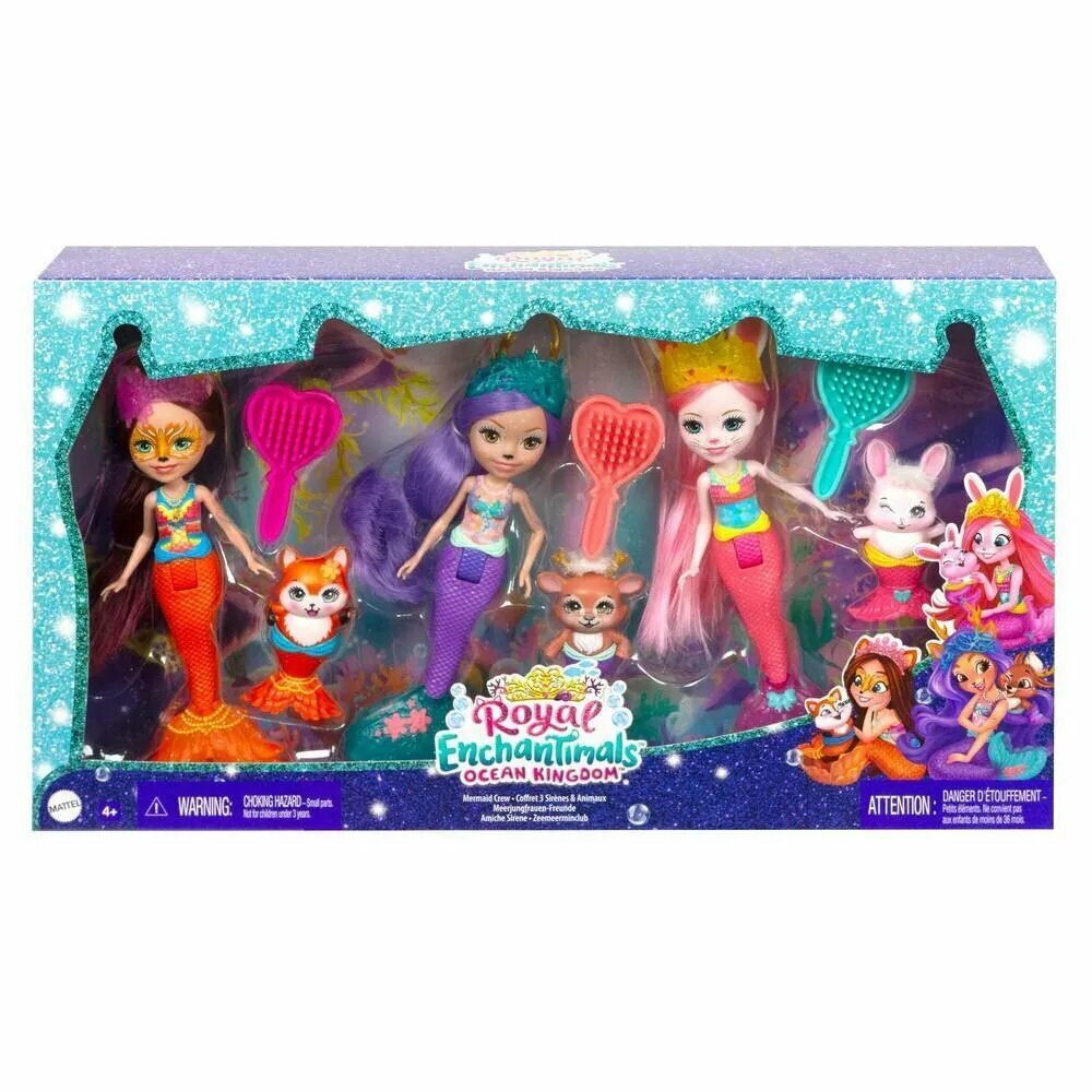 Игровой набор из трех кукол Mattel Enchantimals Волшебные русалочки с питомцами и аксессуарами