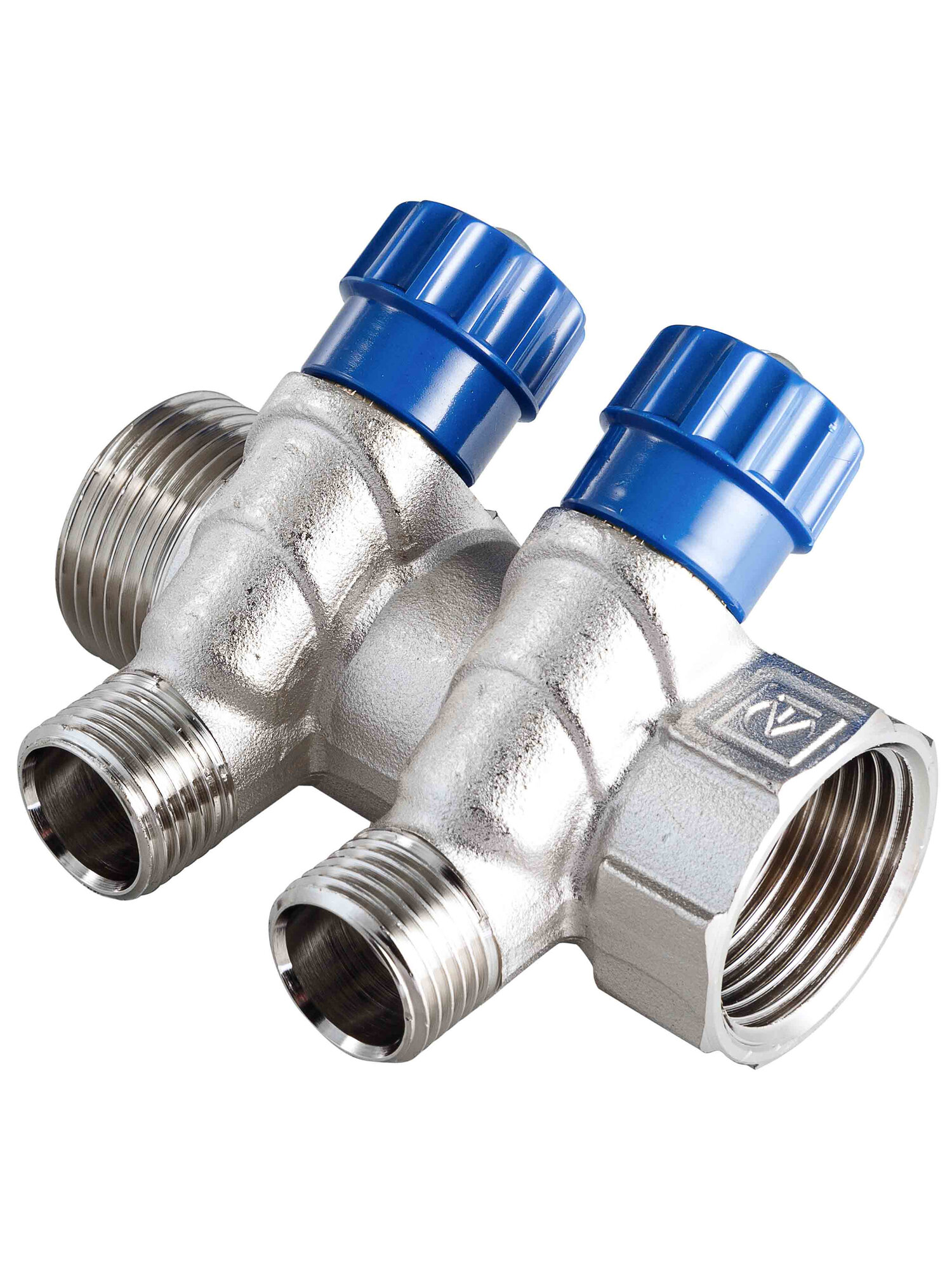 Коллектор VALTEC 1" на 2 подв. с вентилями 1/2"Н никель VTc.560. N.0602