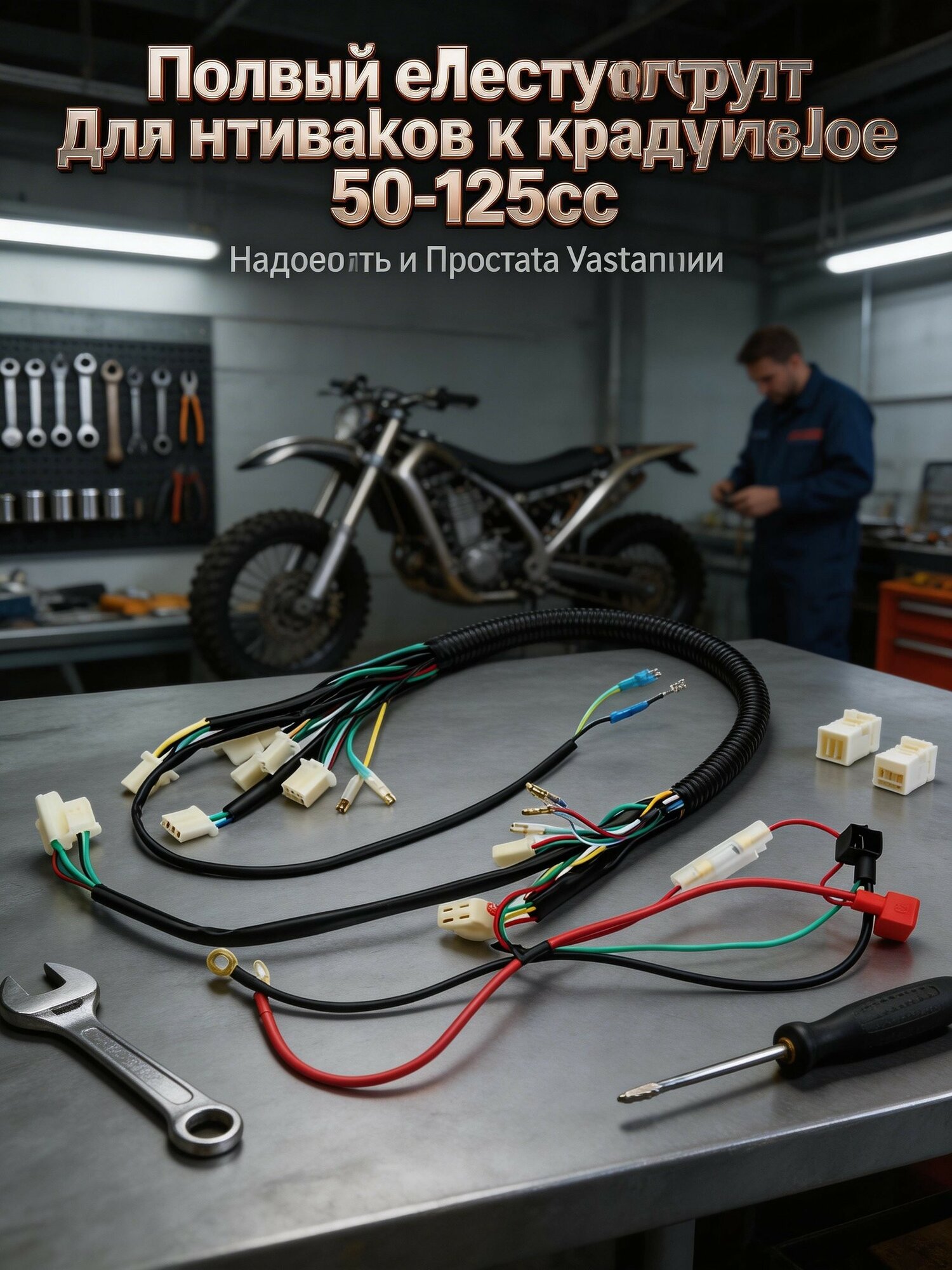 Полный электрожгут для питбайков и квадроциклов 50-125cc, надежное подключение фар и стоп-сигналов для ATV и Pit Dirt Bikes