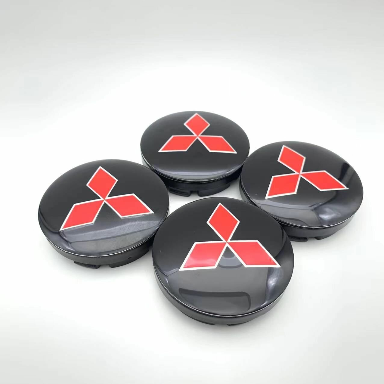 Колпачки на литые диски Mitsubishi 56/51 мм, комплект 4 шт — заглушки ступицы ABS+алюмин. сплав, защита, погр. ±1 мм