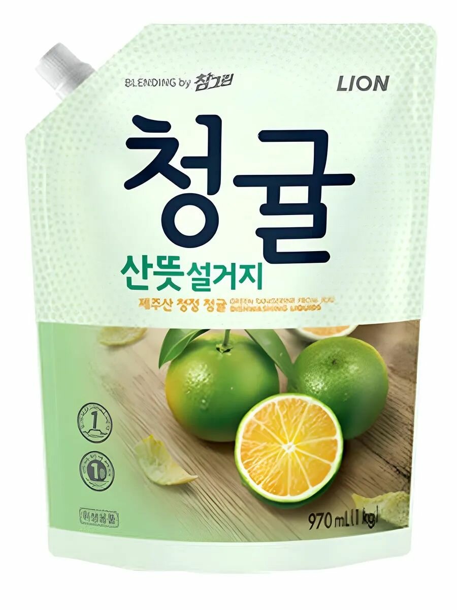 Lion Средство для мытья посуды с японским мандарином 1 кг Корея Лион