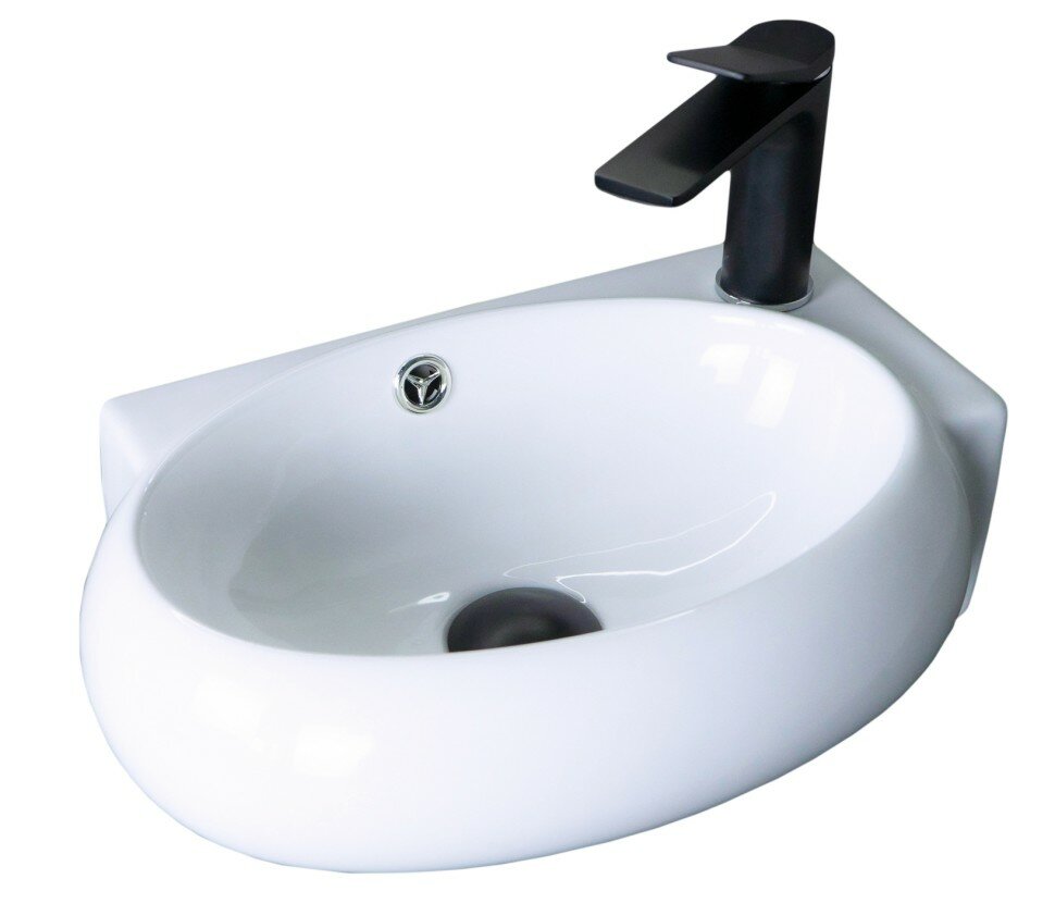 Раковина GID-Ceramic N9100L, подвесная, белая, левая сторона