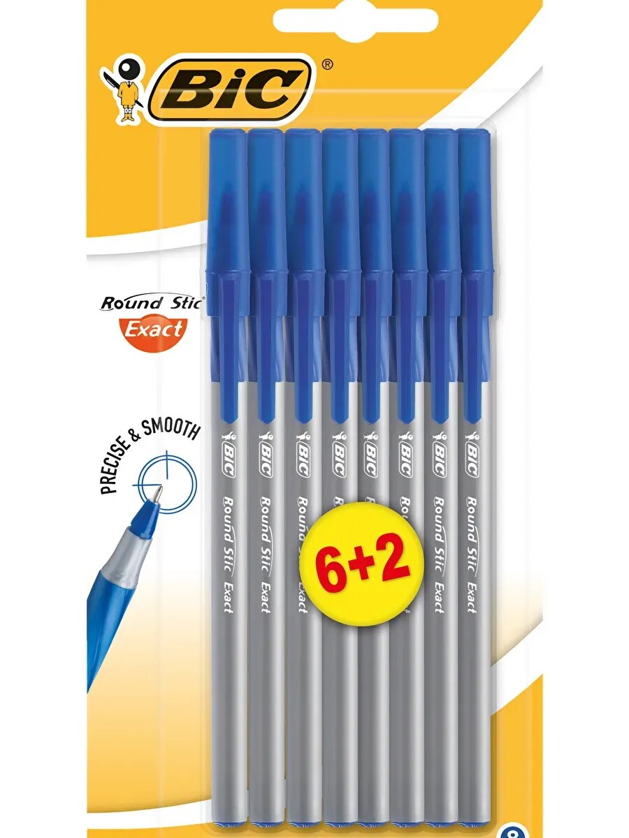 Набор упаковка шариковых ручек для письма Bic 0,28мм для школы, 8 шт