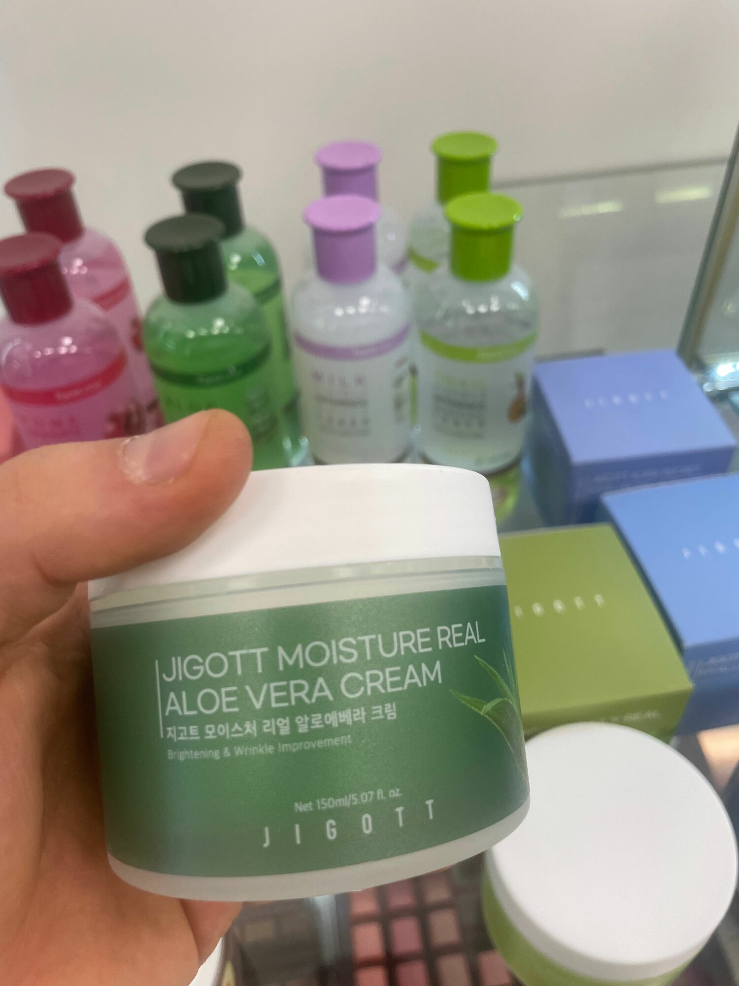 Jigott Moisture Real Aloe Vera Cream корейский увлажняющий крем для лица с экстрактом алоэ вера 150 мл