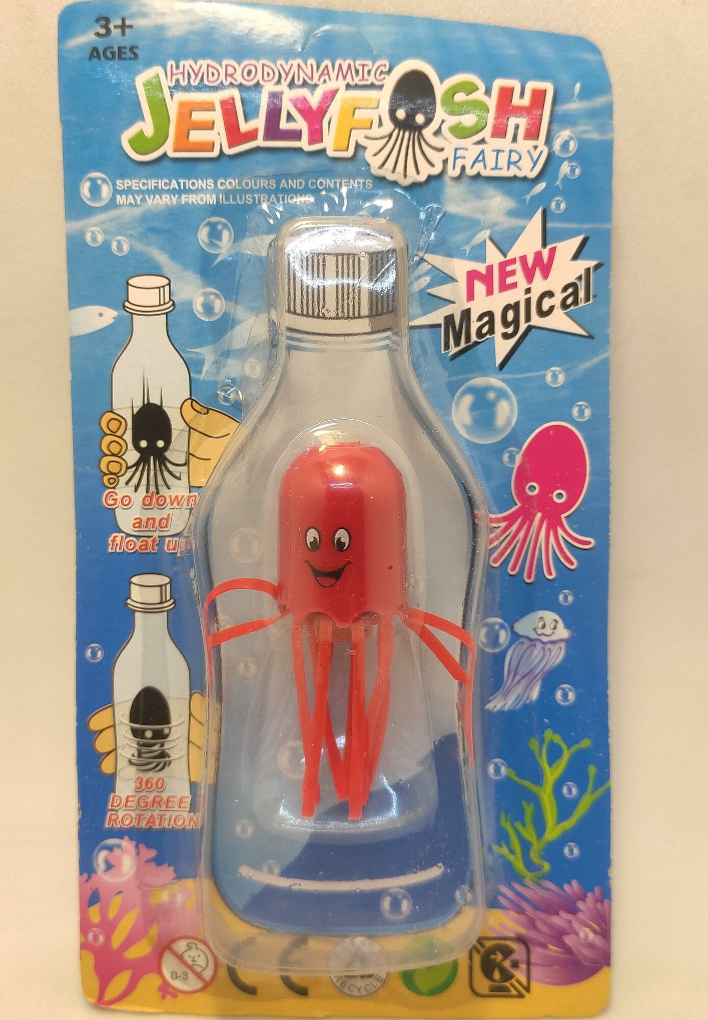 Медуза JellyFish для игры в бутылке с водой красная/ Волшебная осьминожка плавает в бутылке с водой
