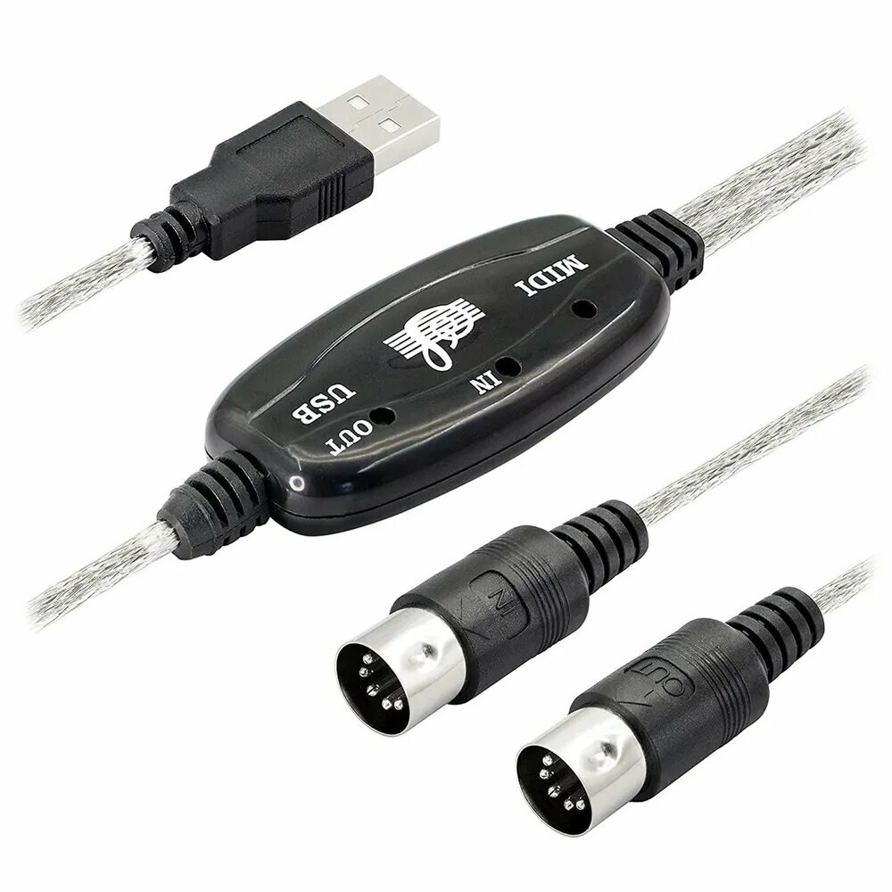 USB-адаптер для кабеля MIDI, USB-кабель типа A для подключения к 5-контактному кабелю MIDI Din с 5-контактным входом и светодиодным индикатором для музыкальной клавиатуры