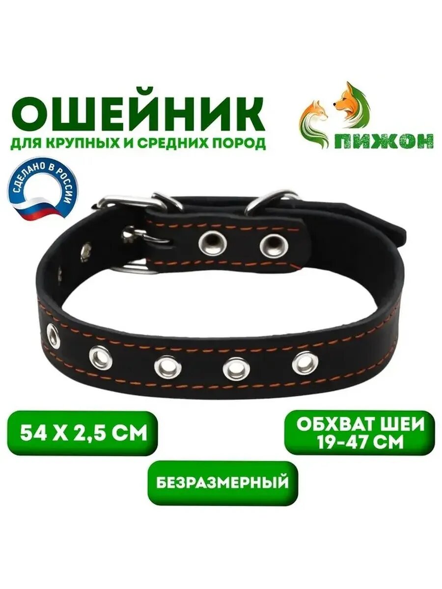 Кожаный ошейник для собак с мягкой подкладкой