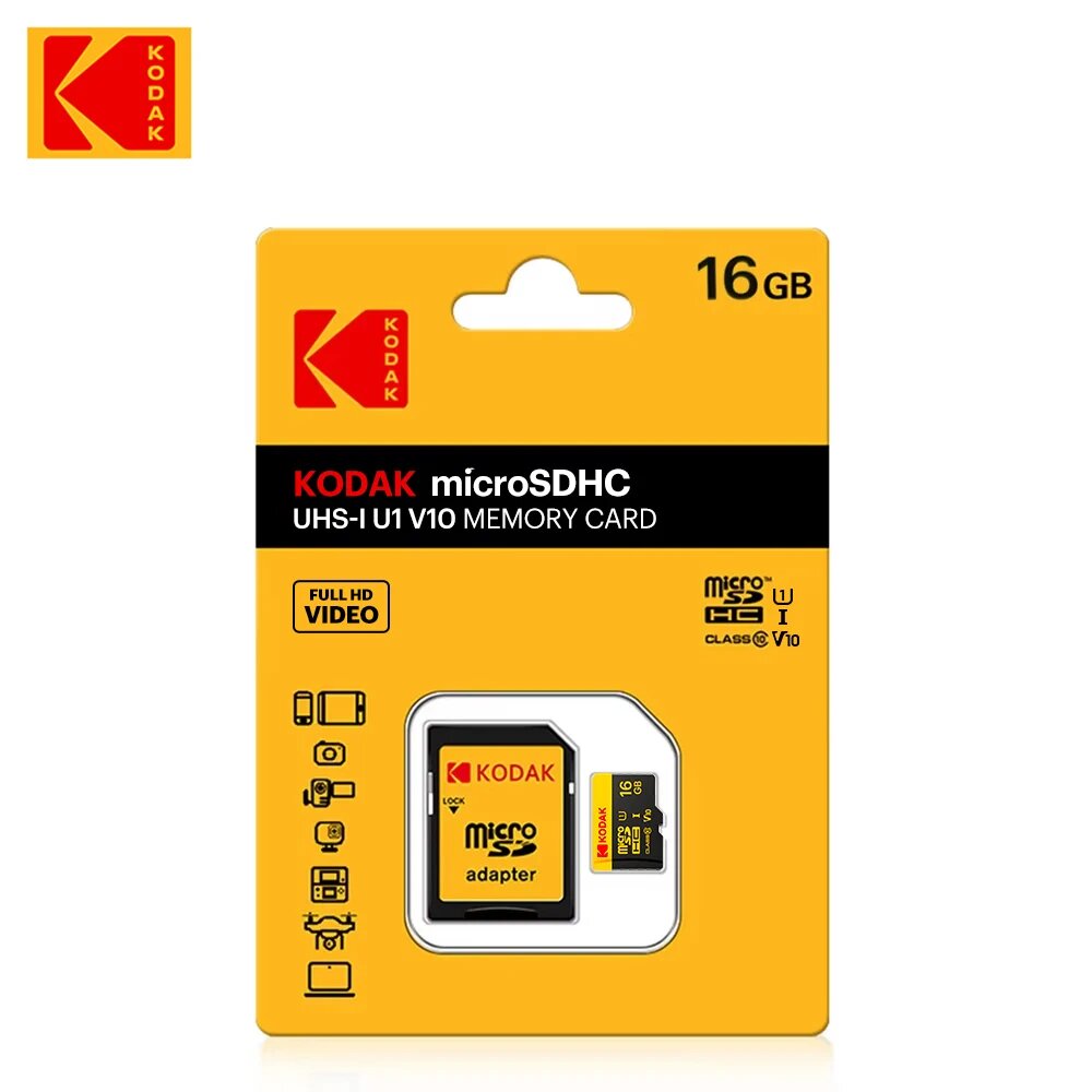 KODAK MicroSD карта памяти 16GB UHS-I U1 V10