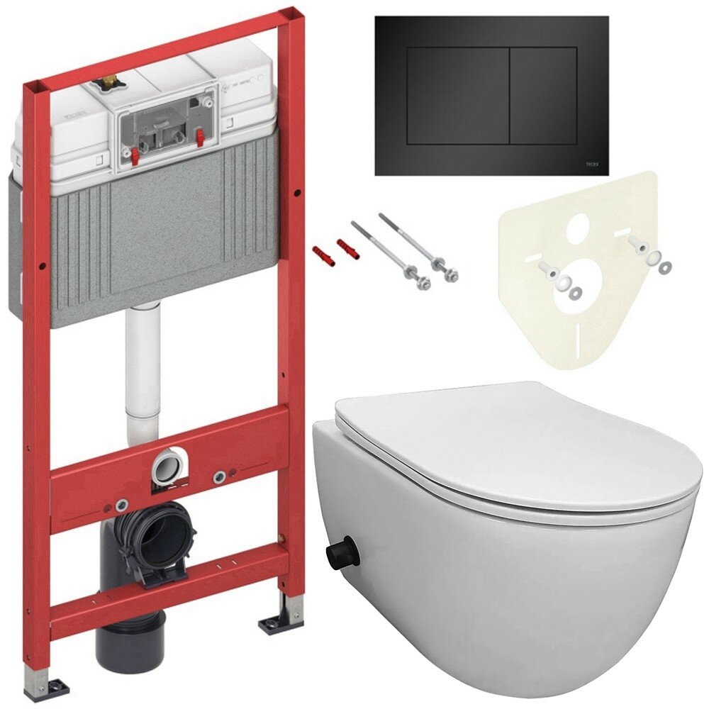 Инсталляция TECE 9400401-9240407 + унитаз Bloomix Diva MD1214SB/UF3 bidet black безободковый с функцией биде и смесителем