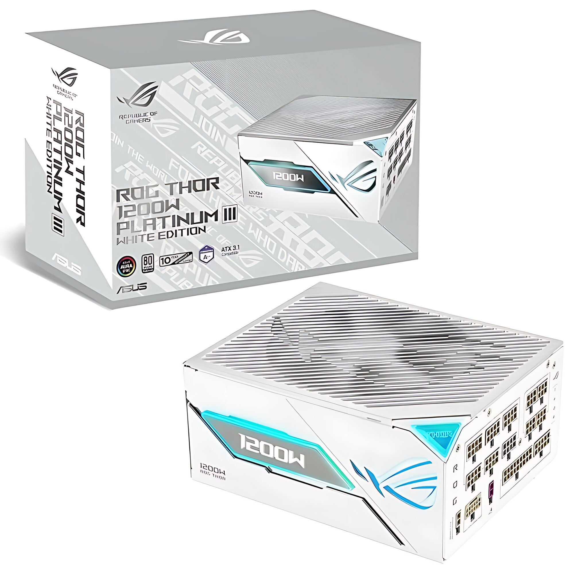 Блок питания ASUS ROG-THOR-1200P3-WHITE-GAMING 1200 Вт, 80 Plus Platinum белый