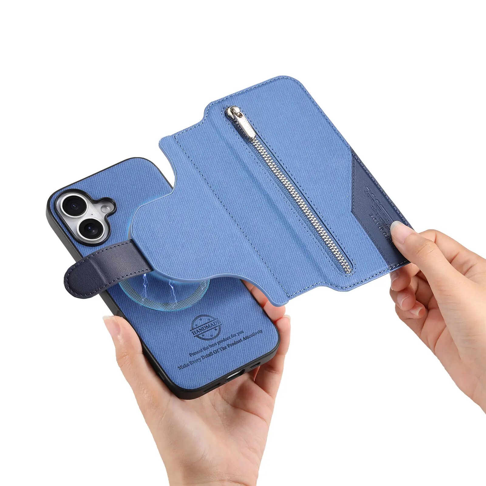 Флип-чехол с Magsafe для Oneplus 13R 13 RFID, кожаный съемный чехол с Синий, Blue, Oneplus 13