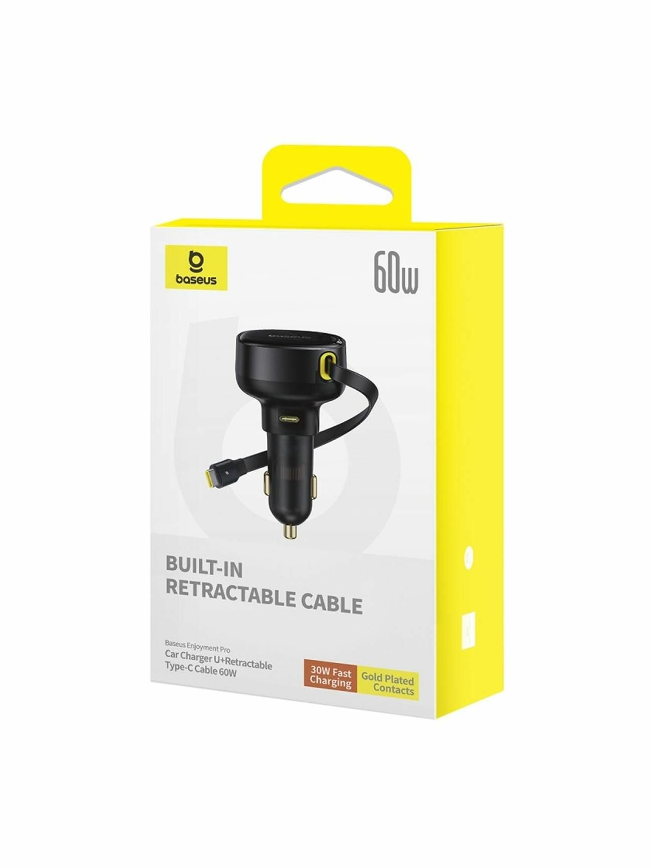 Автомобильное зарядное устройство Baseus Enjoyment Pro + Type-C Cable 60W Cluster Black