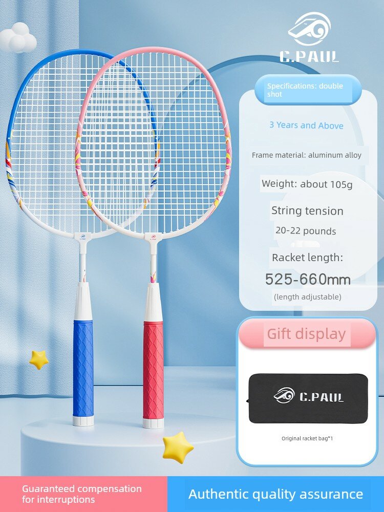 Children's Badminton Racket, Genuine, Professional, Durable, Single and Double Rackets, Ultra-Light, Retractable,