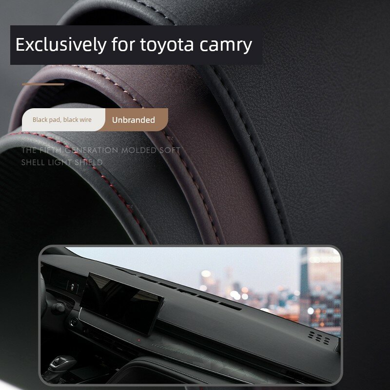 Салонная накладка для Toyota Camry 8-го поколения (2018-2023) с дисплеем, без логотипа, черная с черной линией,