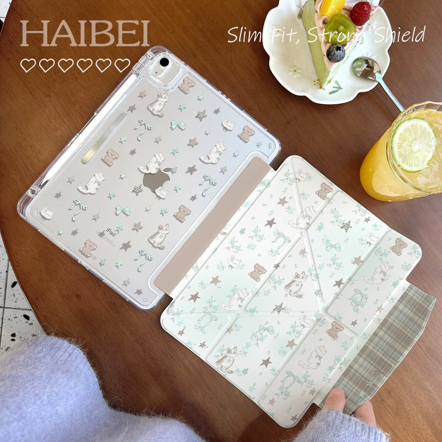 Чехол для iPad Air 4/5 10.9 дюймов с креплением для ручки, акриловый ремешок, узор «Тонкий кот»
