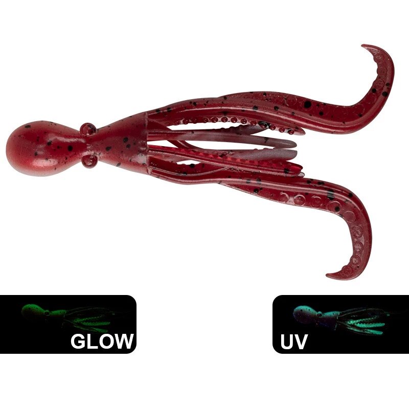 UV Красный Мягкая Удильная Приманка для Морской Рыбалки, 5г на шт, 30 шт. в упаковке, Материал TPE, 3D Дизайн