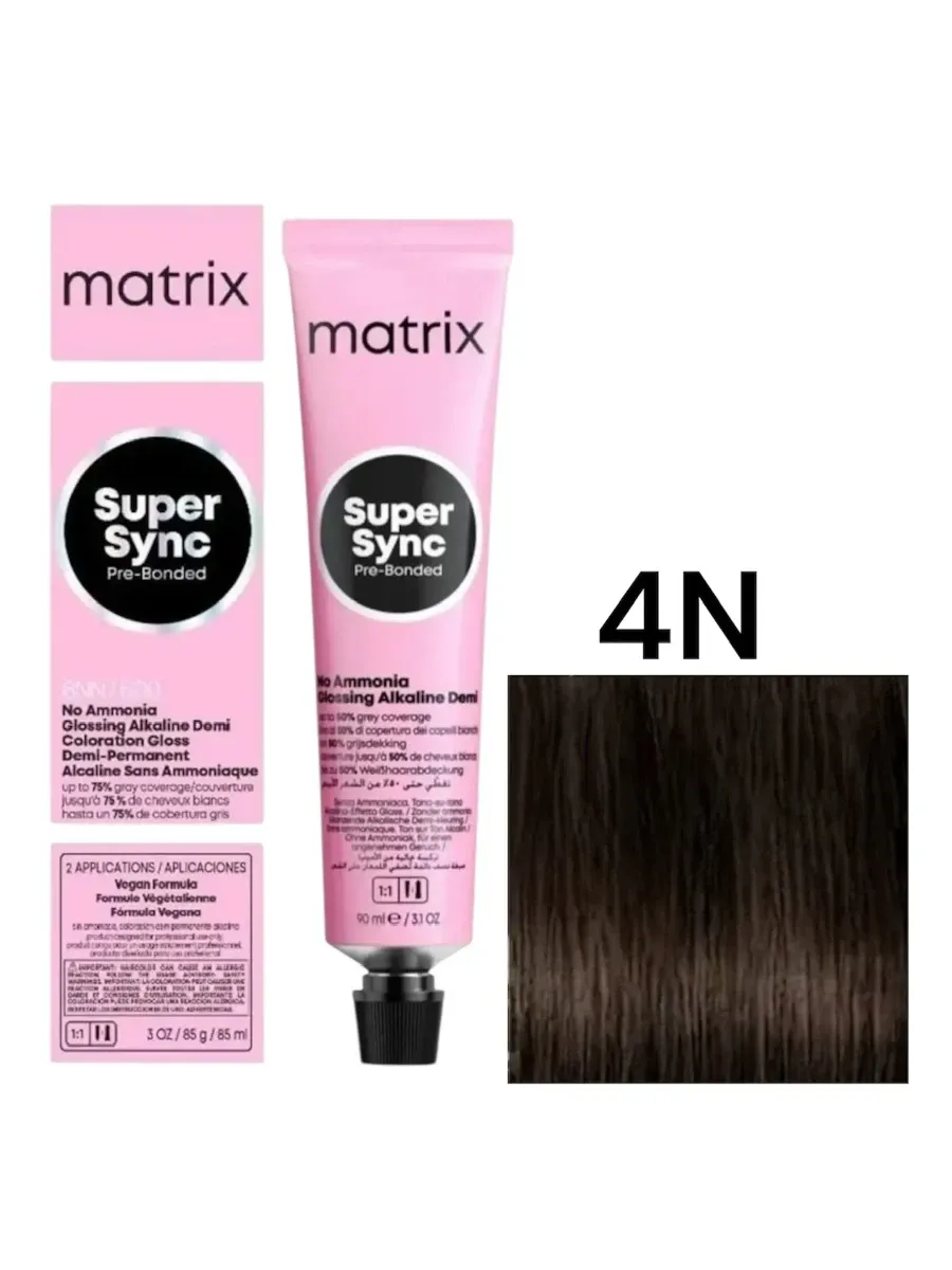 Краска для волос Matrix Super Sync Pre-Bonded, Деми-перманентный, 4N