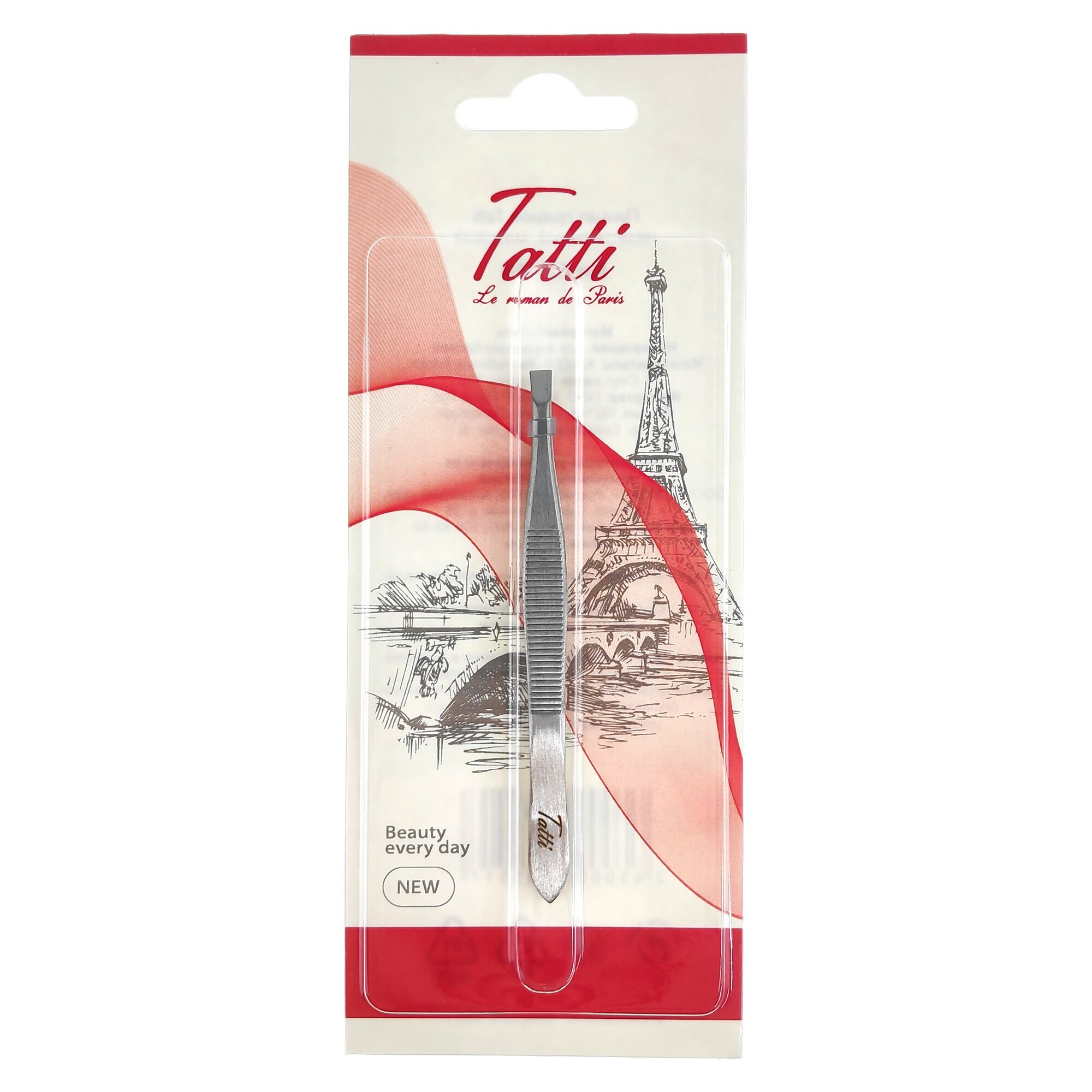 Пинцет для бровей Tatti, прямой, незаточенный, 12.5см
