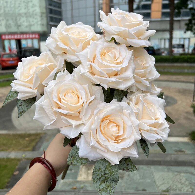 Искусственные розы из шелка, набор из 9 штук