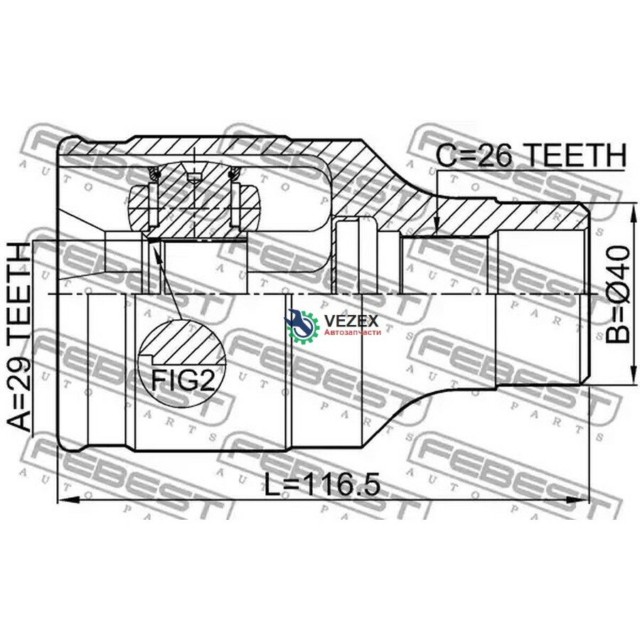 FEBEST 0711-SX4FRH ШРУС внутр правый SUZUKI SX4 RW415/RW416/RW419/RW420 2006-2013 0711-SX4FRH