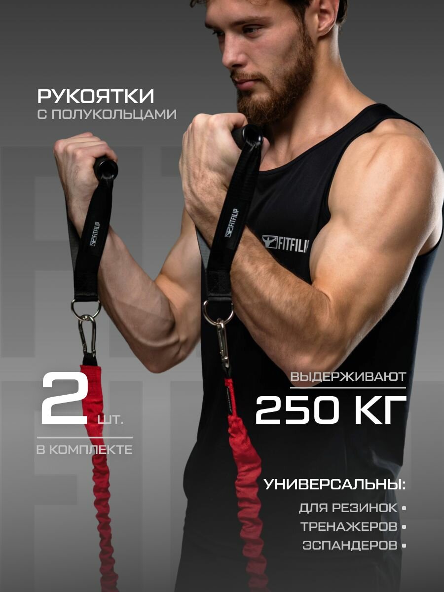 Рукоятки для тяги FITFILIP, многофункциональные, с противоскользящим покрытием, 2 шт.
