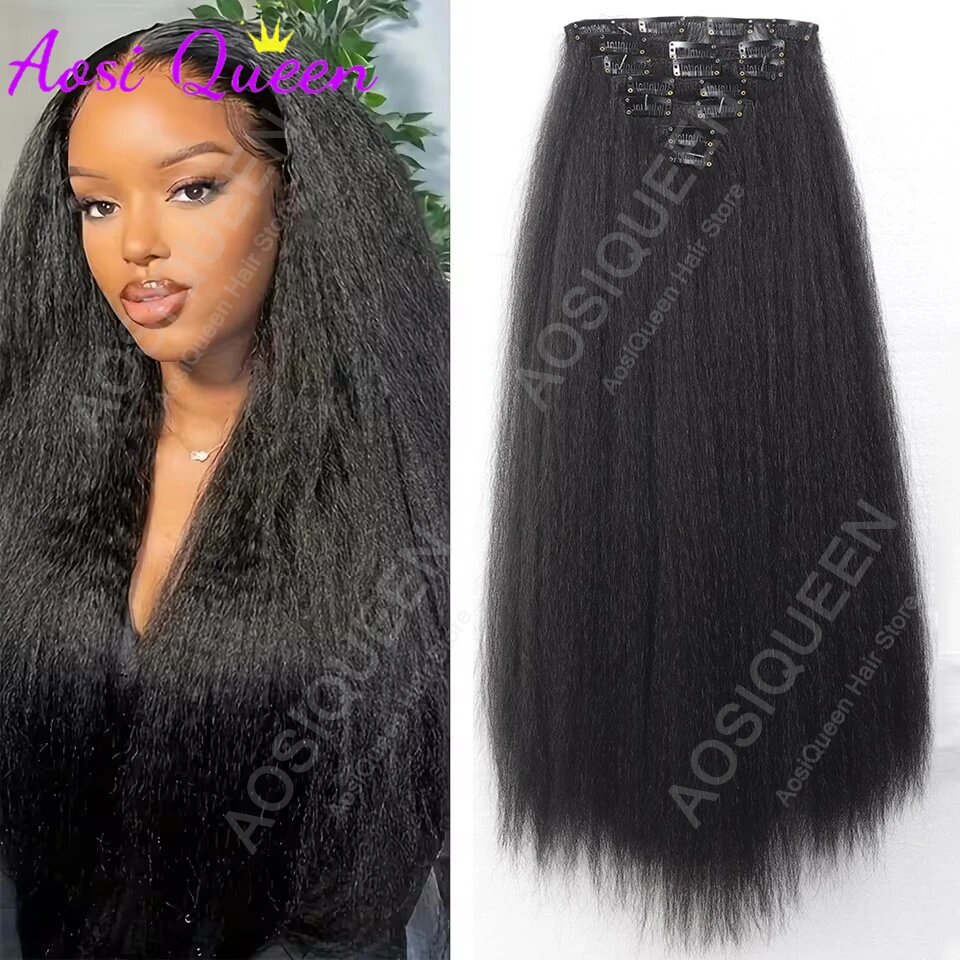 AOSIQUEEN Прямые пряди Yaki, 18 дюймов
