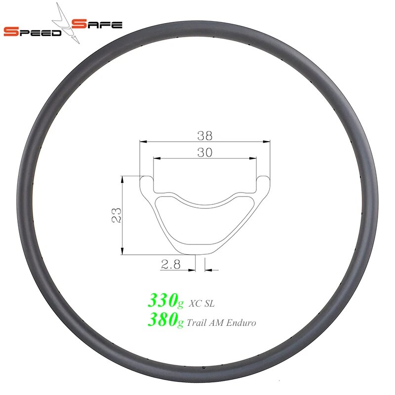 Speedsafe 330 г карбоновые колеса 29er MTB XC Tubeless 28H UD matte
