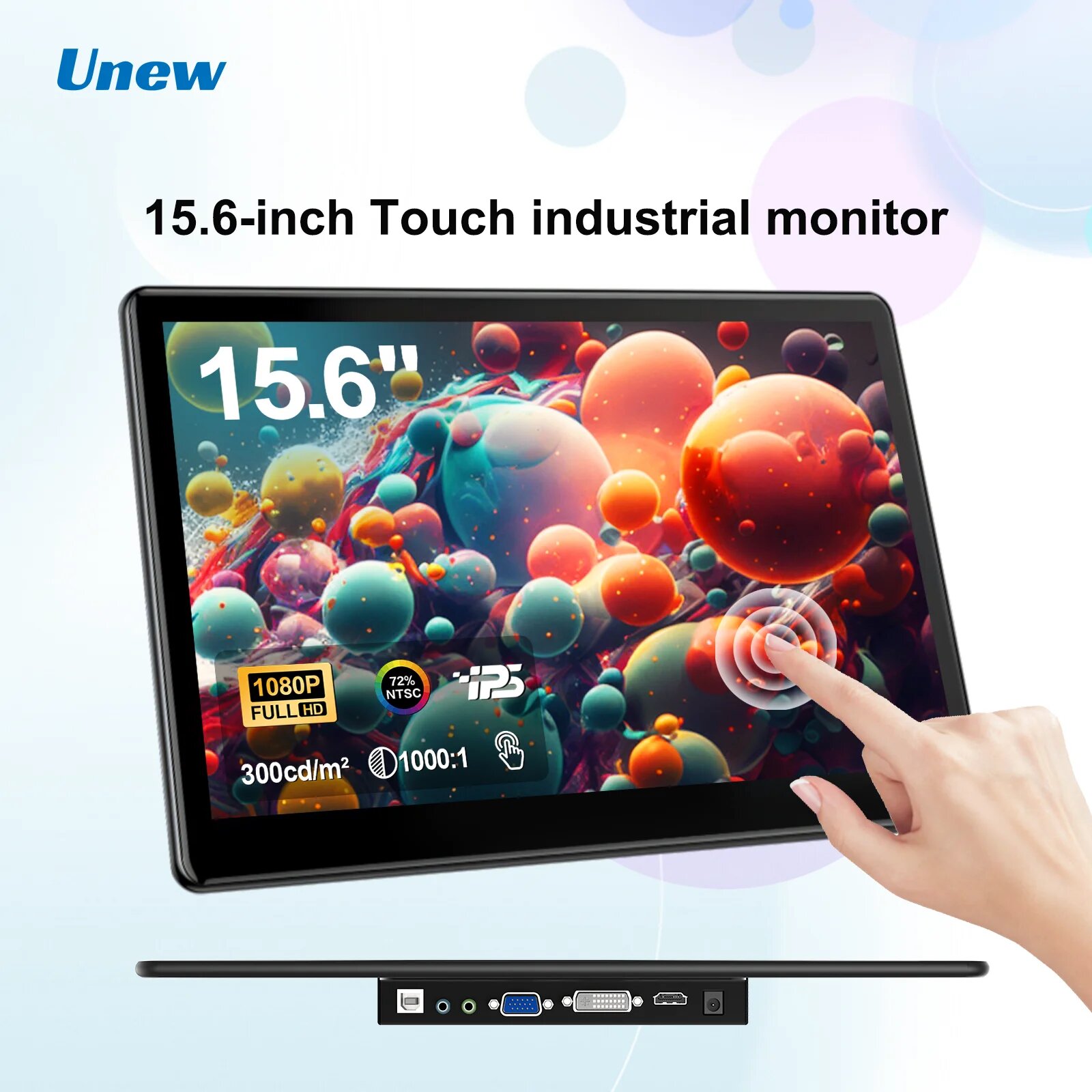 Unew 15.6" Сенсорный IPS монитор 1080P, EU Plug