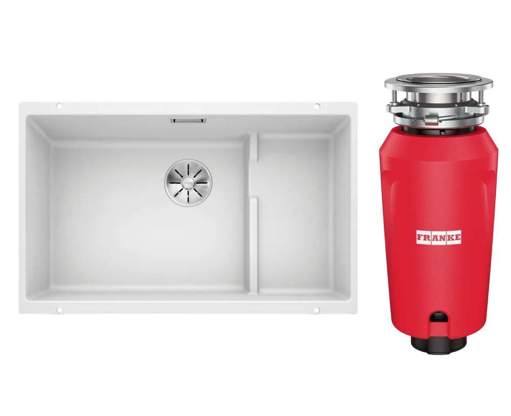 Комплект Мойка Blanco Subline 700-U Level 73x46, белая, искусственный гранит / Измельчитель Franke 134.0715.096 механический