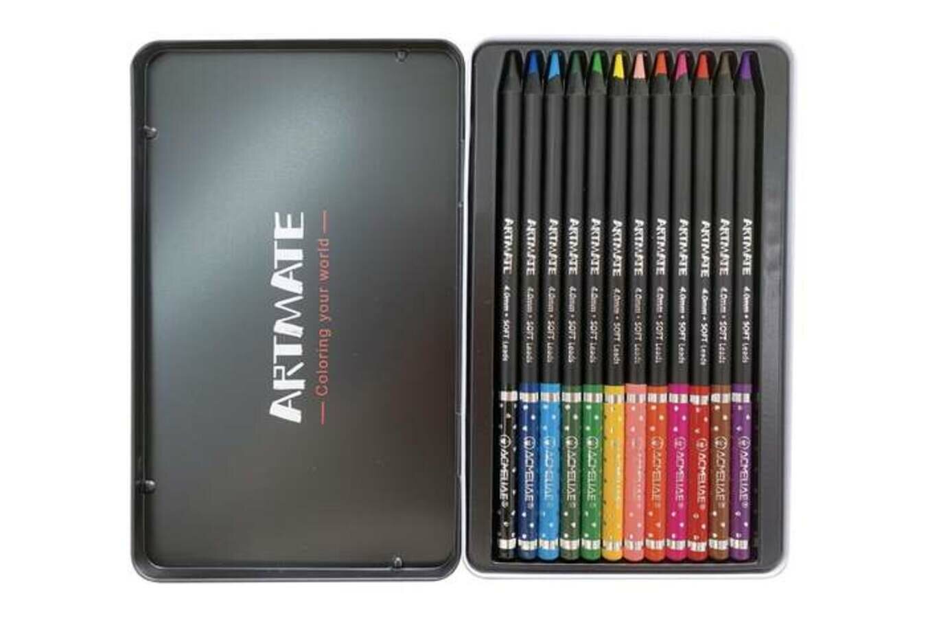Карандаши цветные 12цв круглые дерево Blackwood Artmate металл. уп. ACMELIAE 43567 шт