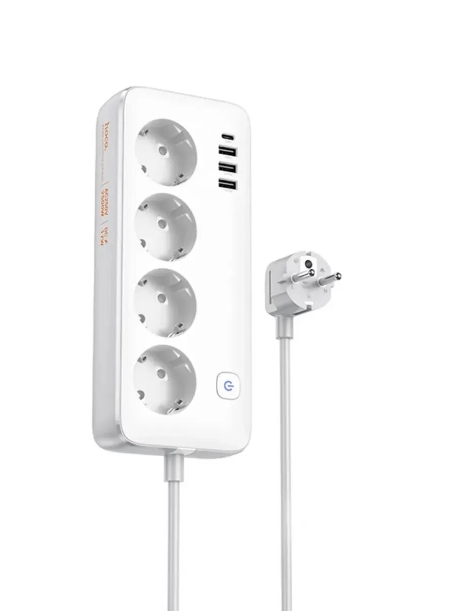 Удлинитель с USB и Type-C на 4 розетки