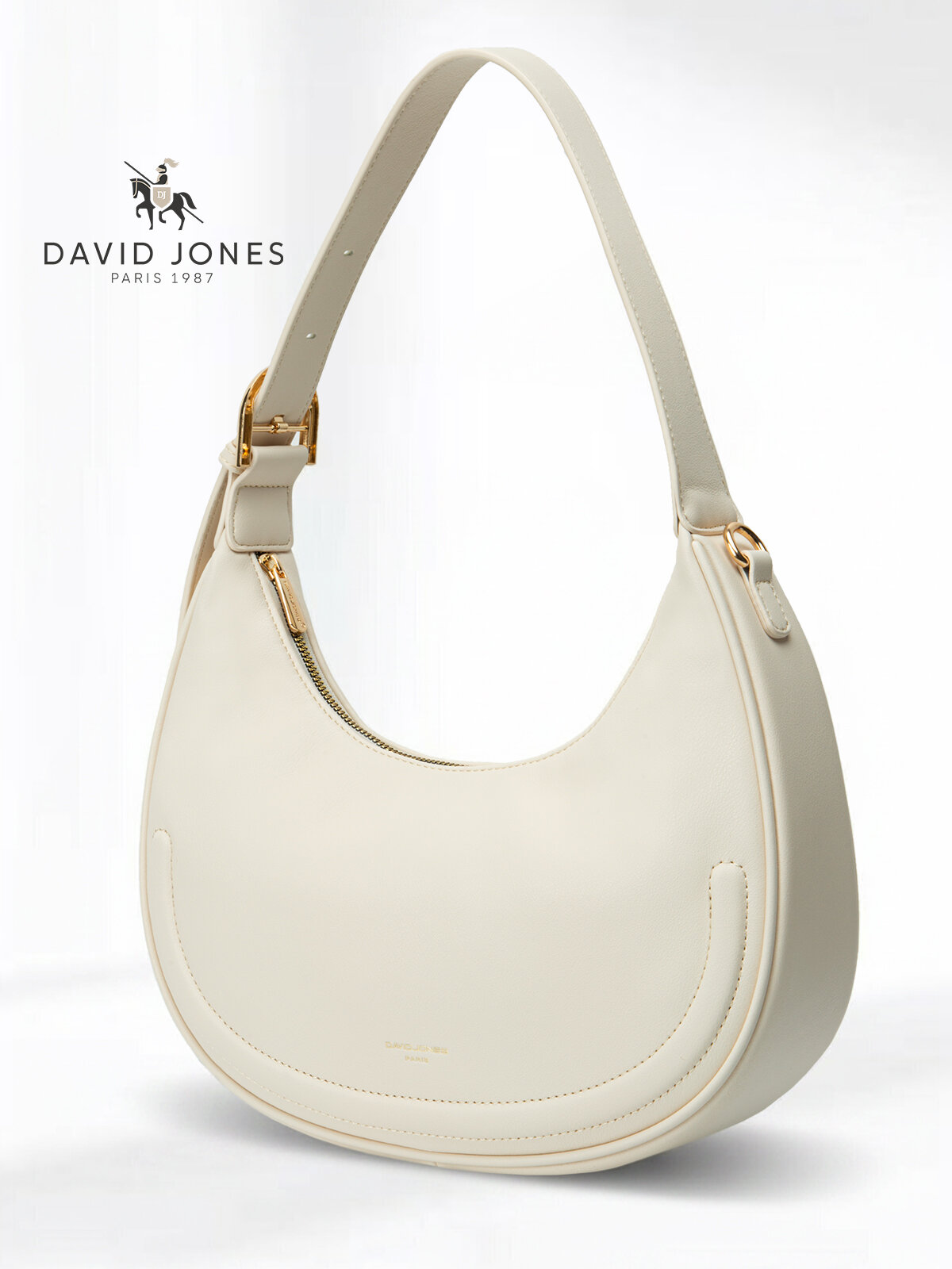 Сумка кросс-боди DAVID JONES, фактура гладкая, бежевый, белый — фото 1