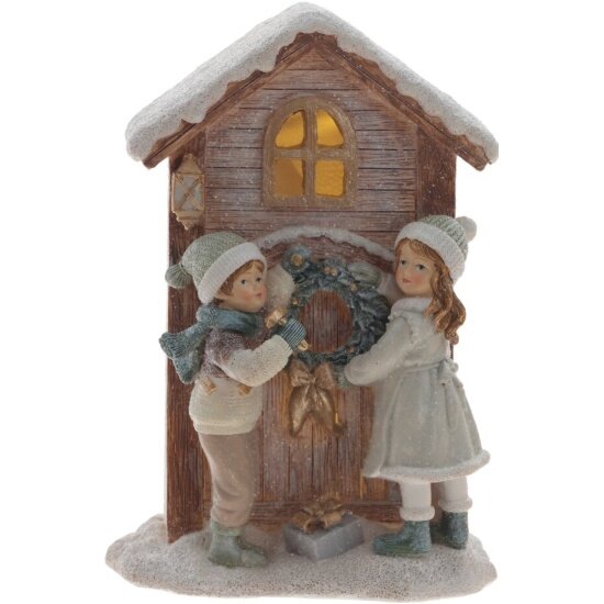 Фигурка декоративная Remeco Collection с подсветкой "Дети и домик " 13х10х19 см