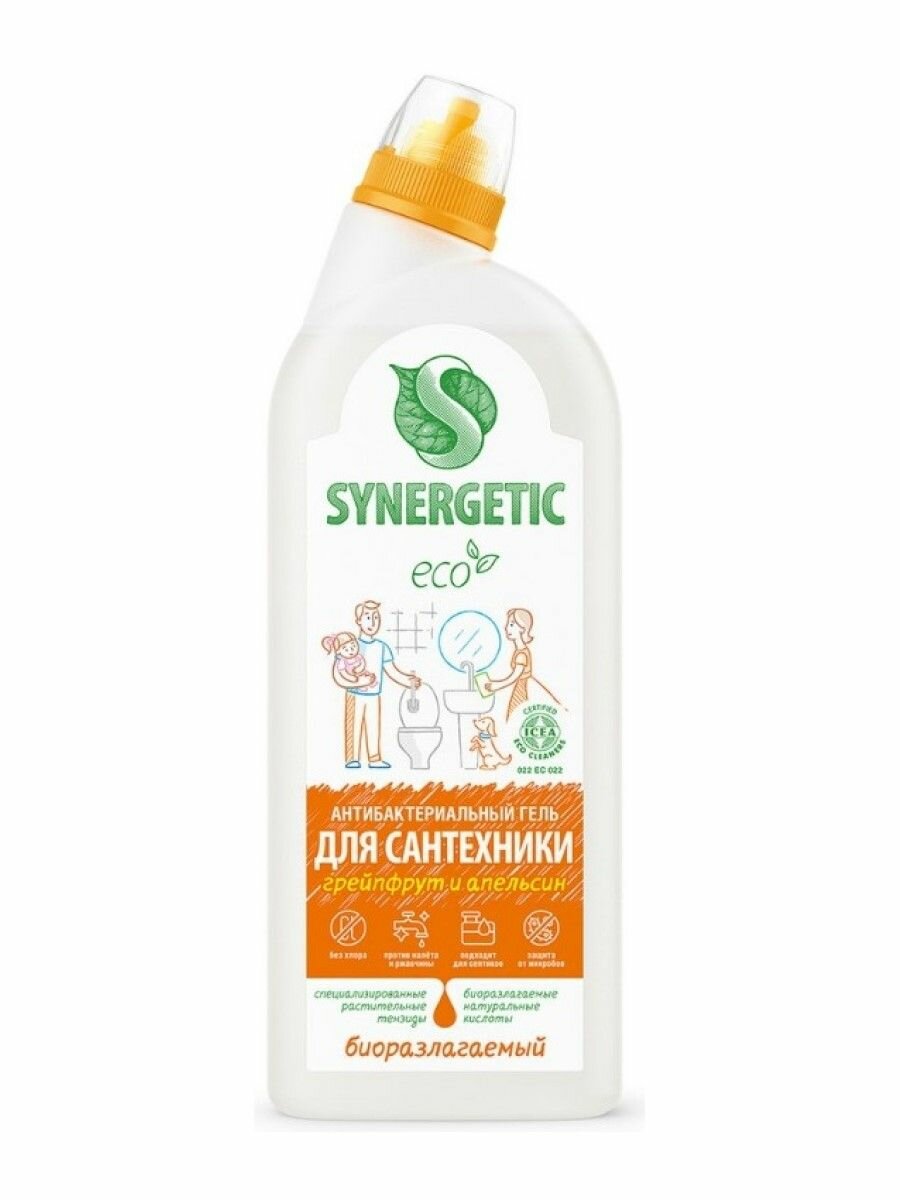 SYNERGETIC Средство для сантехники 5 в 1 грейпфрут и апельсин 700мл
