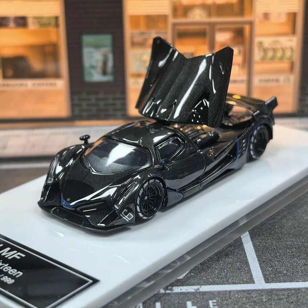 LMF Model 1/64 Devel Sixteen 16 Silver Carbon Fiber Diecast Alloy Car Collection Литая модель автомобиля