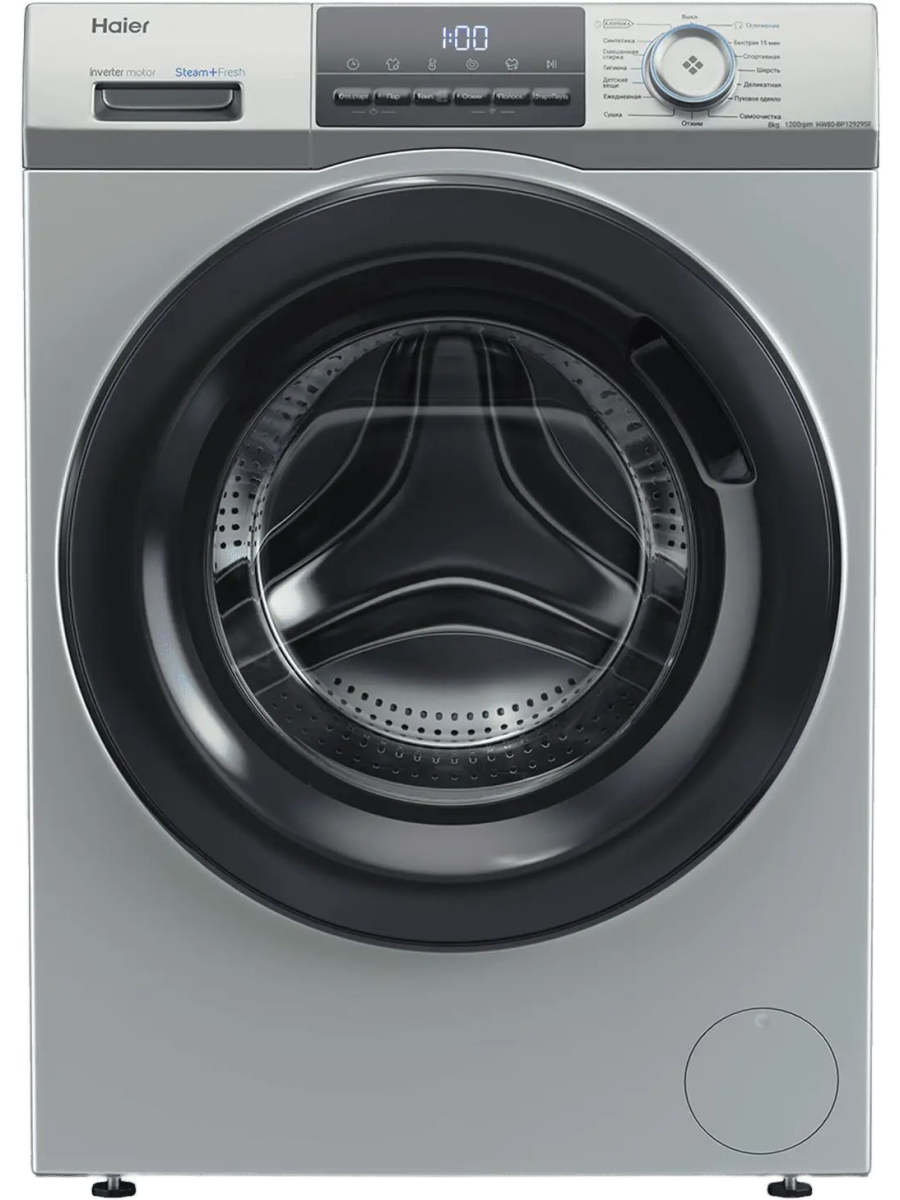 Стиральная машина Haier HW80-BP12929SE кл: A+++ фронтальная, макс. загрузка:8кг серебристый