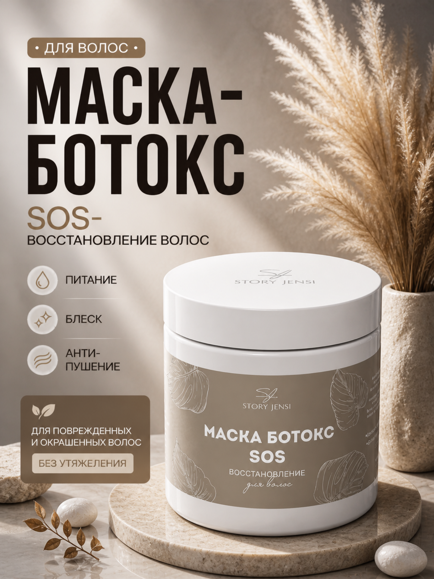 STORY JENSI Маска для волос, с эффектом ботокс, восстановление, 500 мл