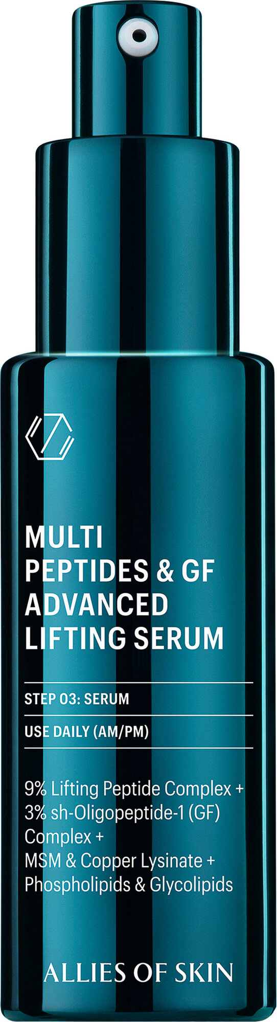 ALLIES OF SKIN Разглаживающая мультипептидная сыворотка с фактором роста 30 мл Multi Peptides & GF Advanced Lifting Serum 30 15ml