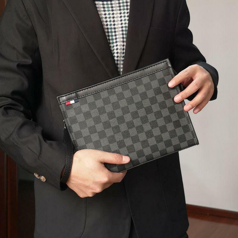 Легкость и практичность KLQ PK85 Мужской клетчатый клатч, большой объем, повседневное ношение